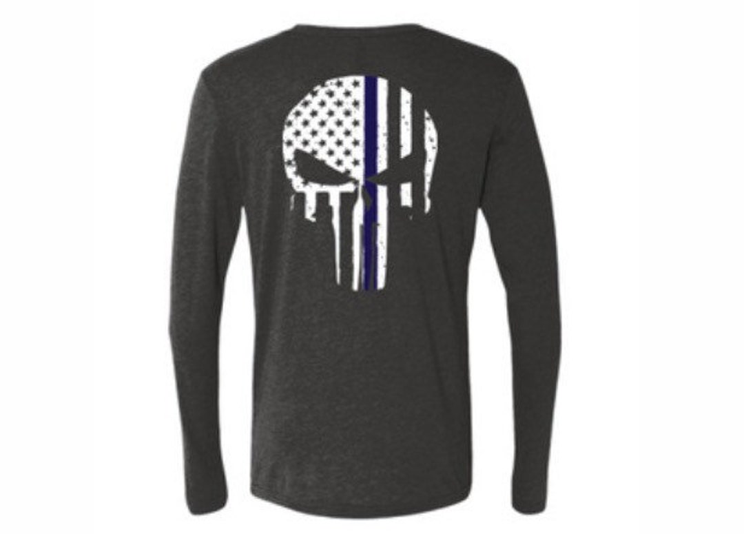 BLUE LINE Skull Long Sleeve - Etsy