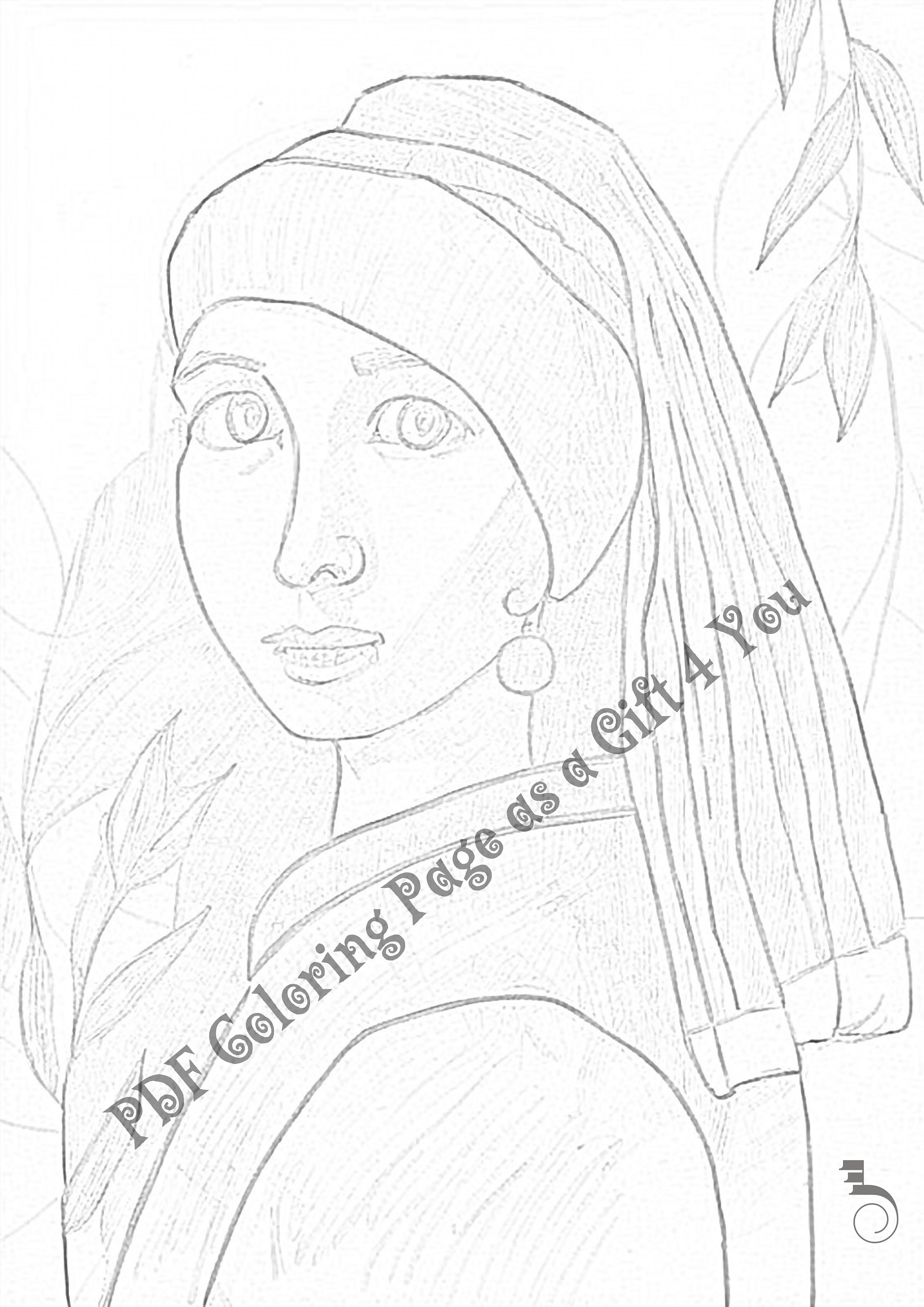 Girl With a Pearl Earring Drawings Coloring Page Painting Johannes ...