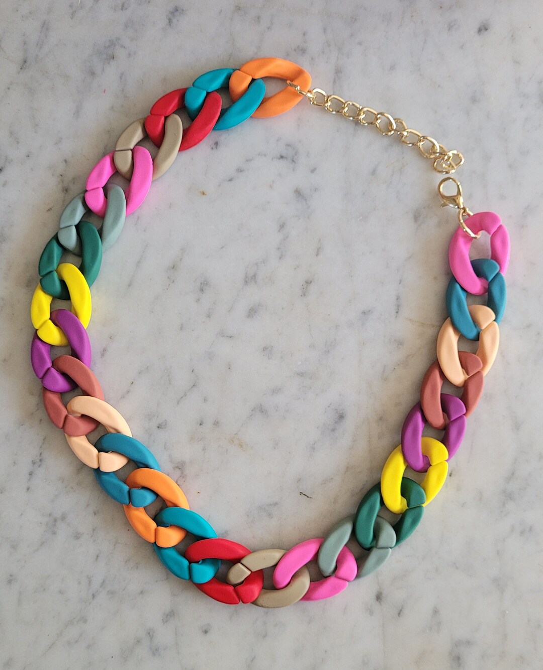 Colorful Acrylic Chain Necklace, Now in Teal and Purple! - Etsy