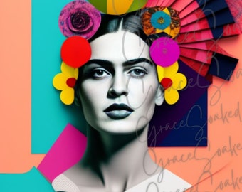 FRIDA Inspired Collage Art Print III Eclectic New York Street Digital ...