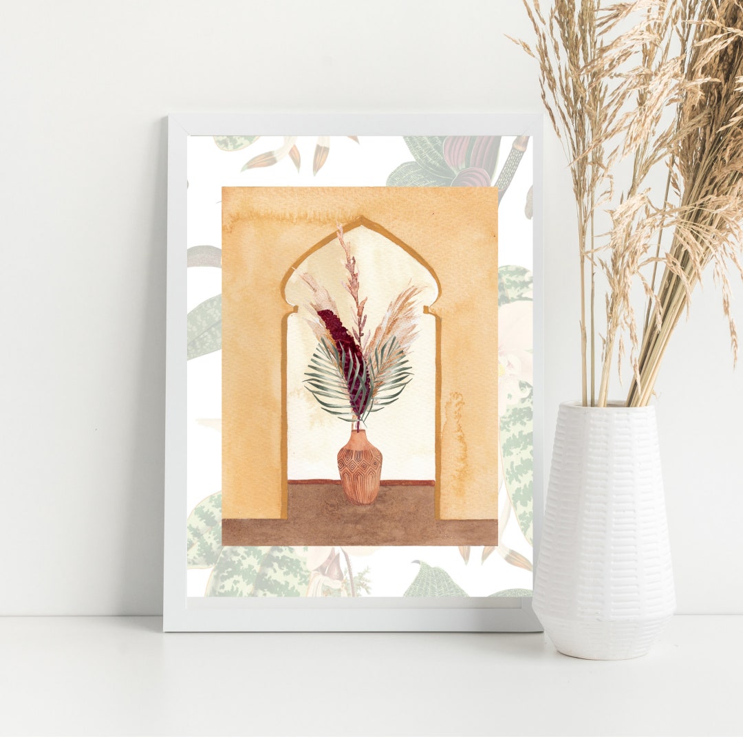 Boho Chic Vase Print Printable DIY Floral Plants Pampas Boho Minimalist ...