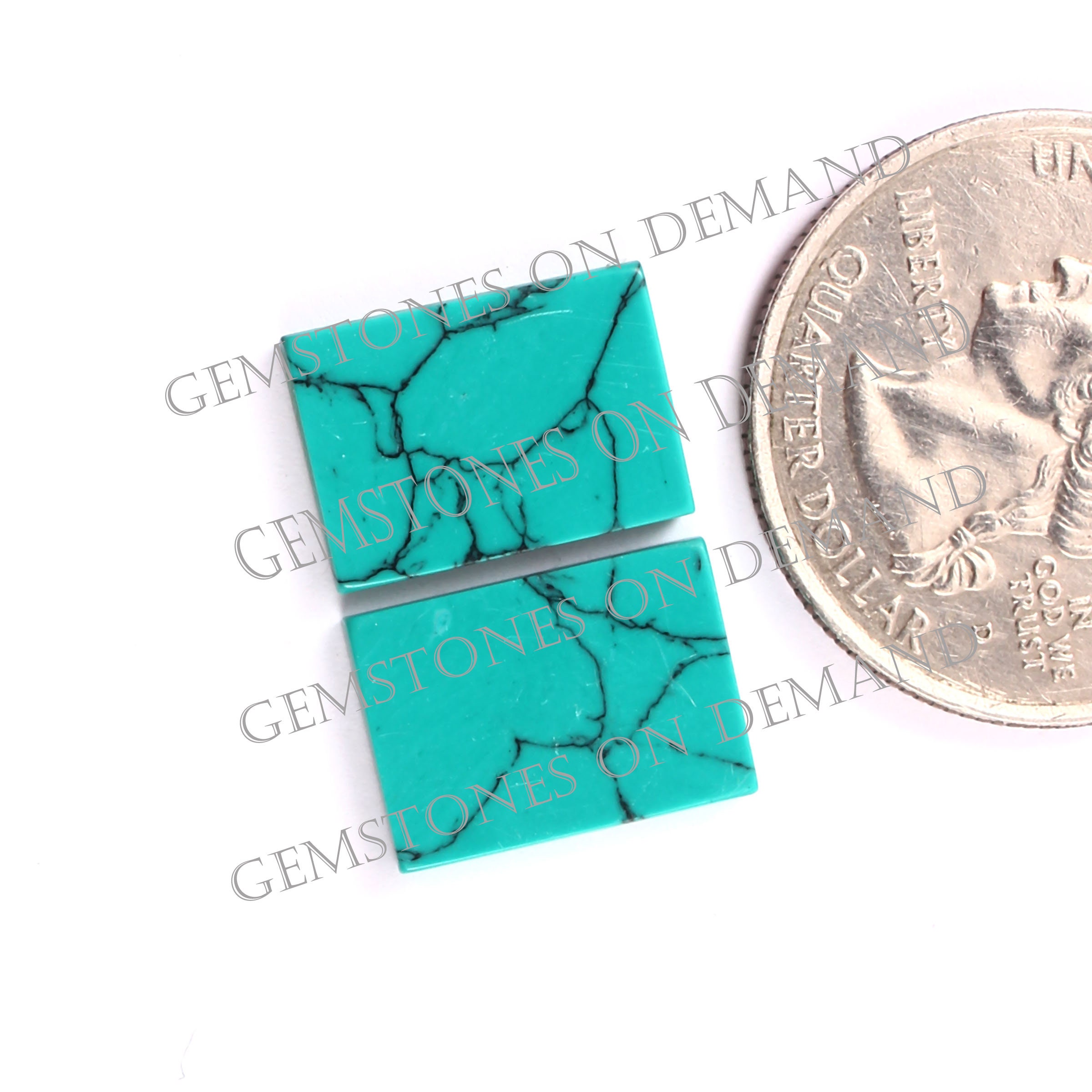 Synthetic Turquoise Rectangle Shape Flat 8x10mm Cabochon Gemstone, Both ...