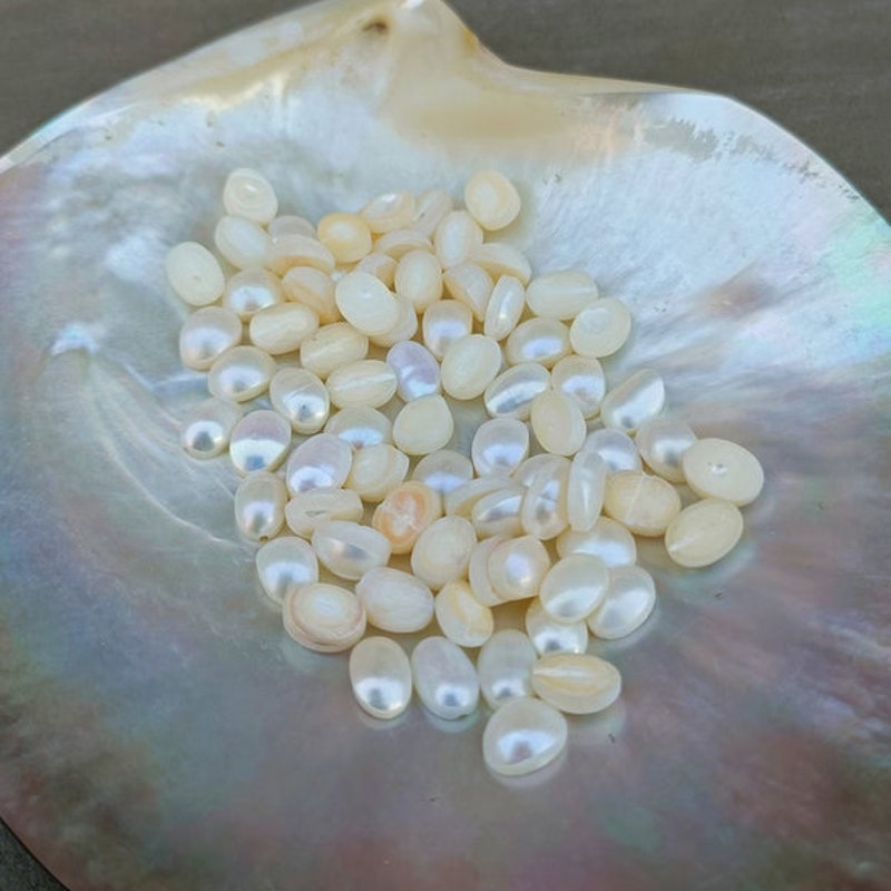 Flat Pearl Beads - Etsy