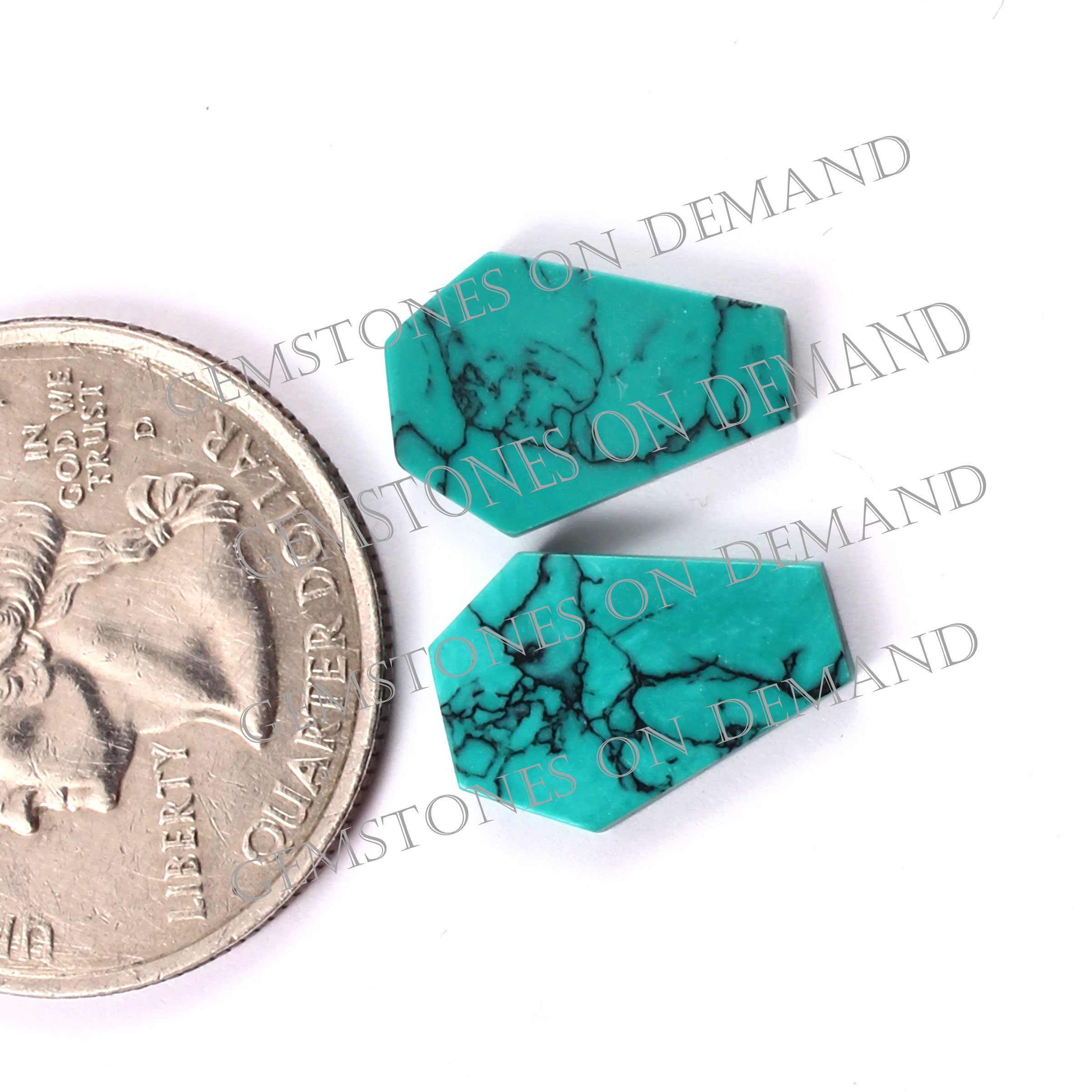 Synthetic Turquoise Fancy Coffin Shape Smooth Flat Cabochons Gemstone ...