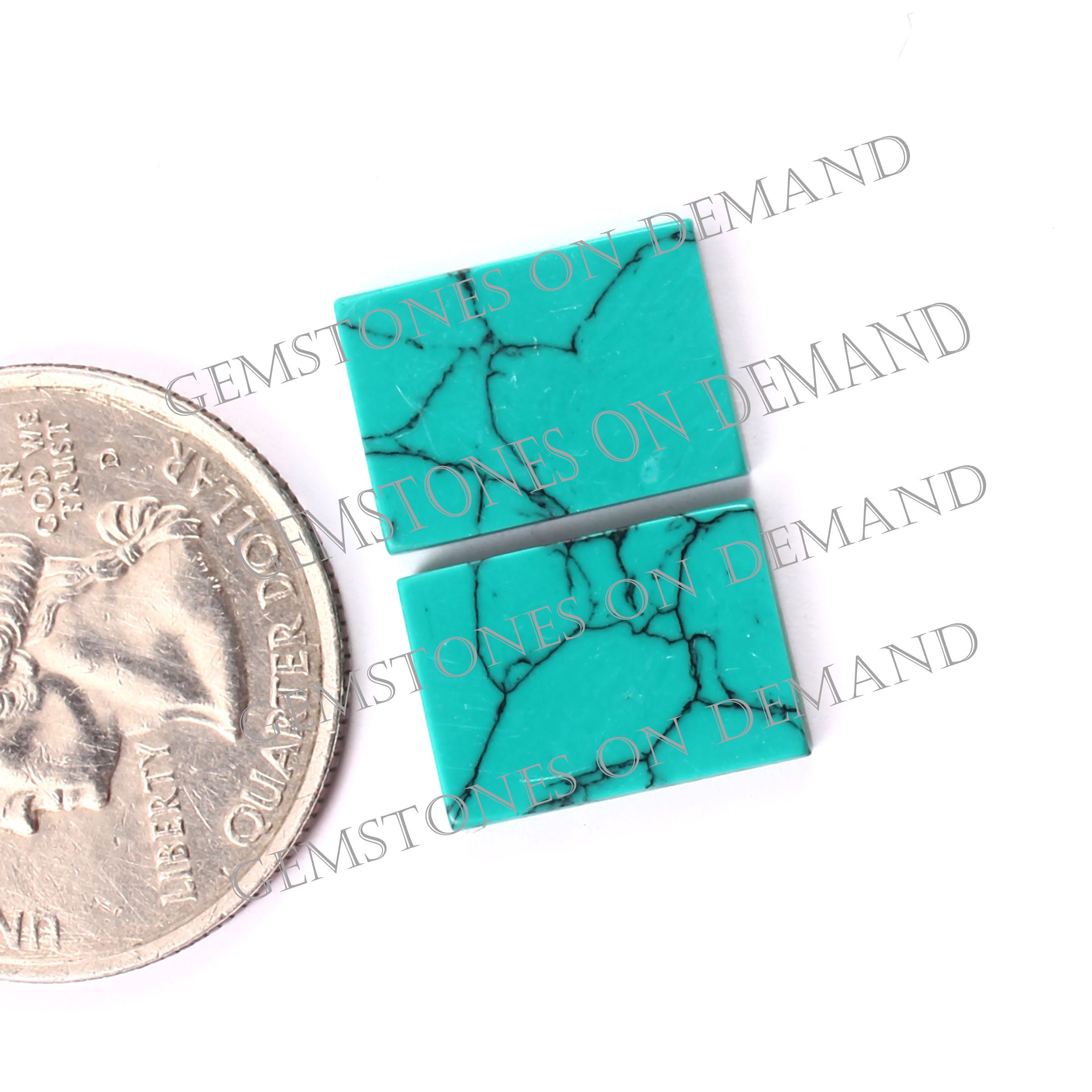 Synthetic Turquoise Rectangle Shape Flat 8x10mm Cabochon Gemstone, Both ...