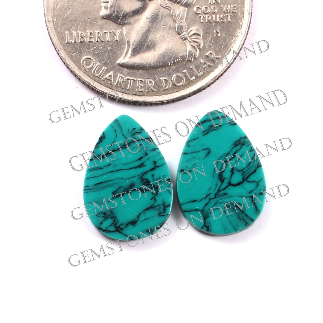 Synthetic Turquoise Pear Shape Flat Cabochon Gemstone, High Quality ...