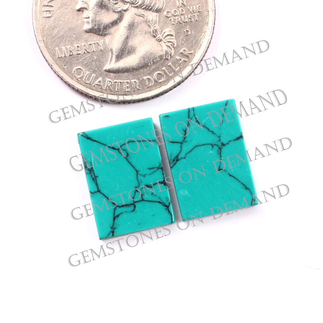 Synthetic Turquoise Rectangle Shape Flat 8x10mm Cabochon Gemstone, Both ...