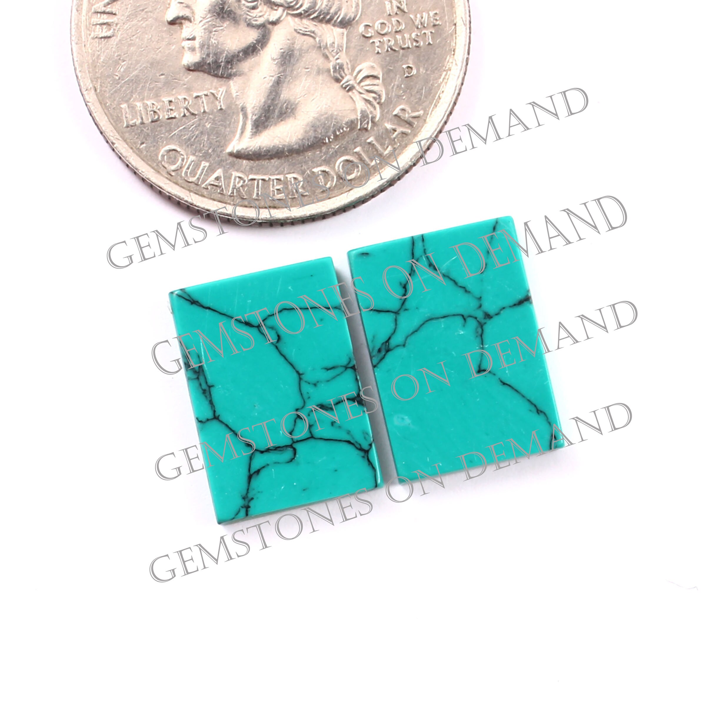Synthetic Turquoise Rectangle Shape Flat 8x10mm Cabochon Gemstone, Both ...