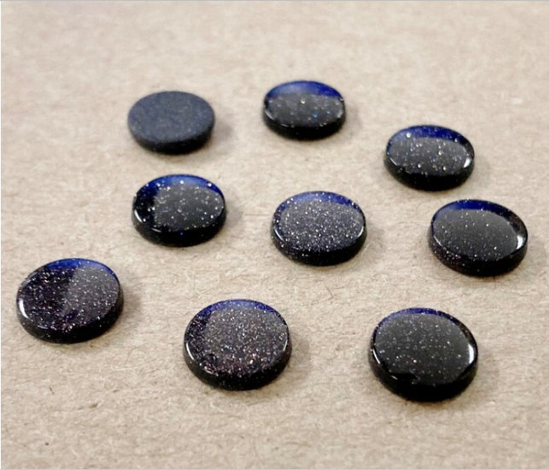 Natural Blue Sandstone Round Shape Flat Back Cabochon Gemstone, Jewelry ...