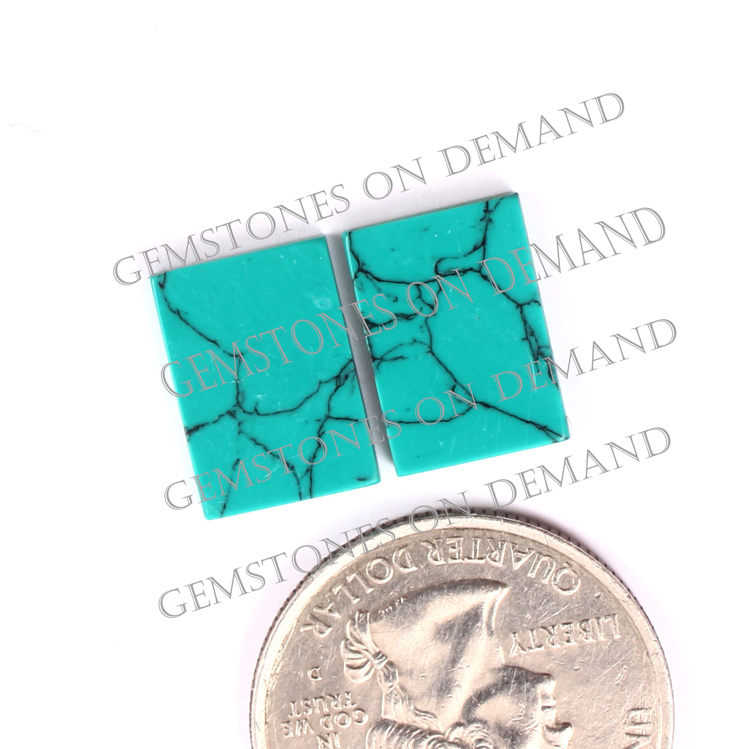 Synthetic Turquoise Rectangle Shape Flat 8x10mm Cabochon Gemstone, Both ...