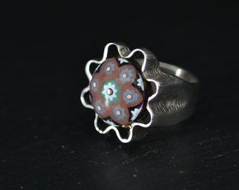 Caithness Millefiori Glass Sterling Silver Ring 1970s Scotland Signed ...