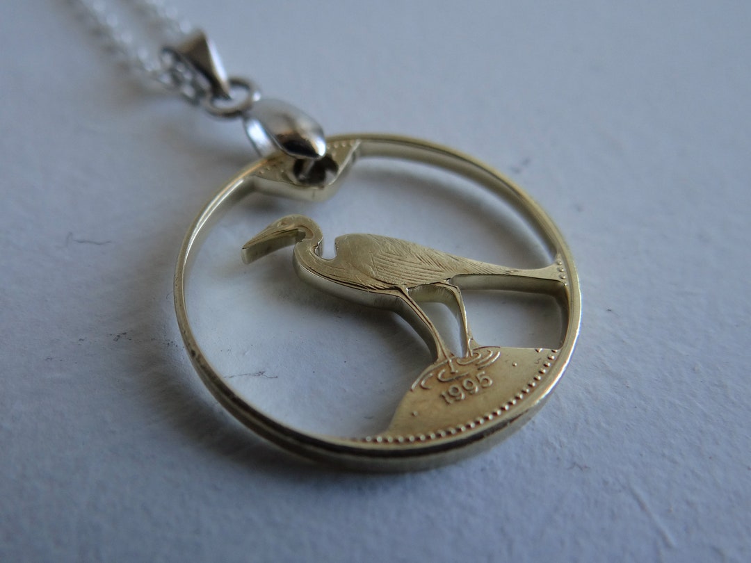 Great White Egret Cut Coin Necklace Pendant - Etsy