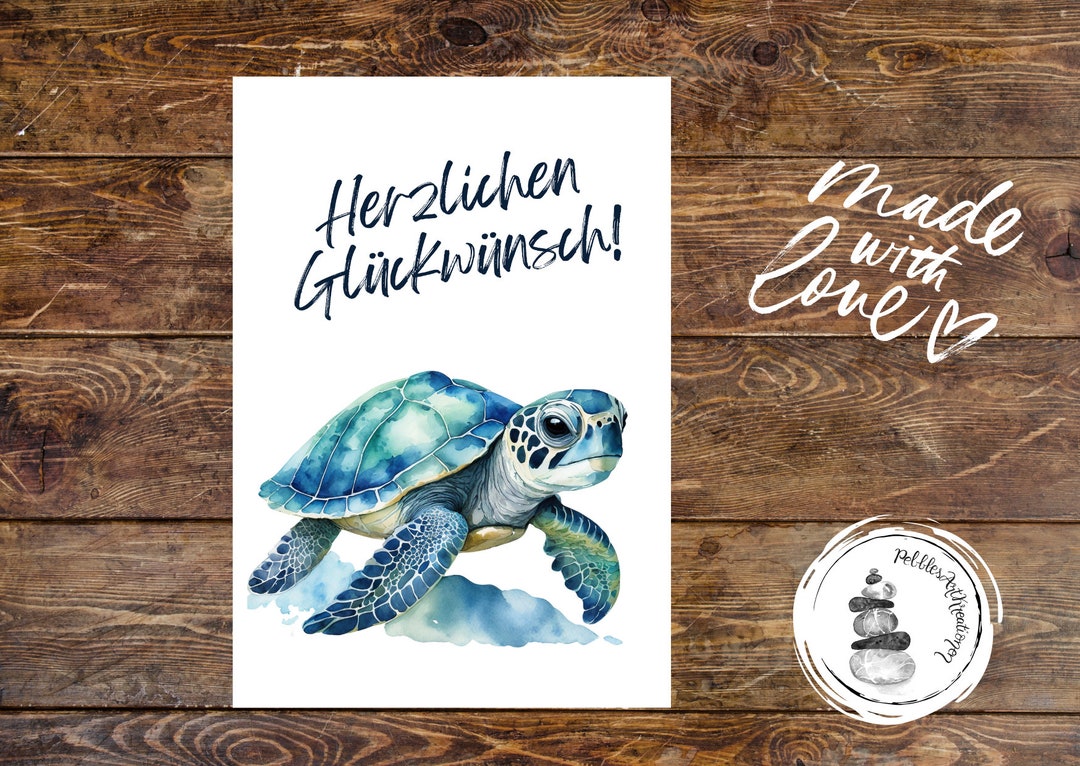 Congratulations Card Animal, Card Turtle, Birthday Card, Card ...