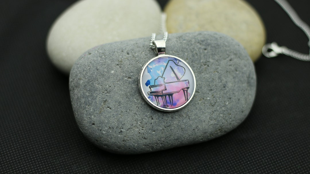 Grand Piano Chain Watercolor Chain Pendant With Piano, Motif Consists ...
