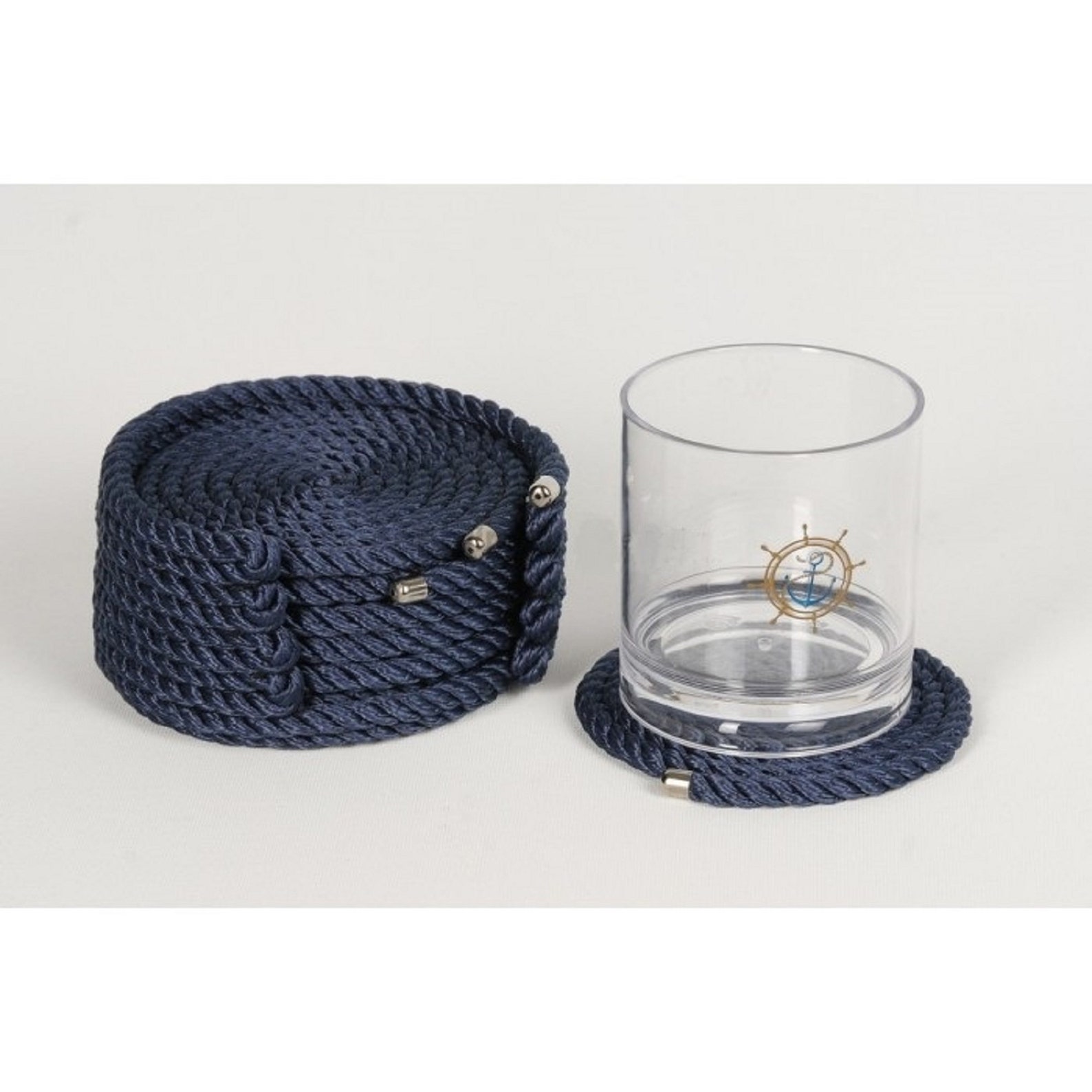 Rope Coaster Set of 6 With It's Stand, Nautical Decor - Etsy