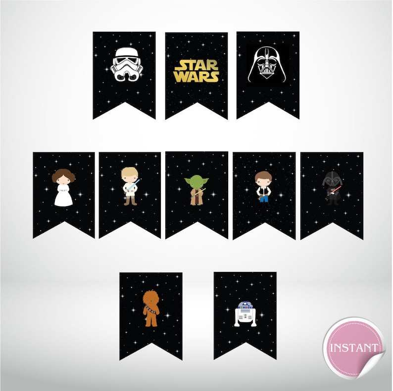 Star Wars Gold Letters Banner, Party Decoration, With ALL LETTERS ...