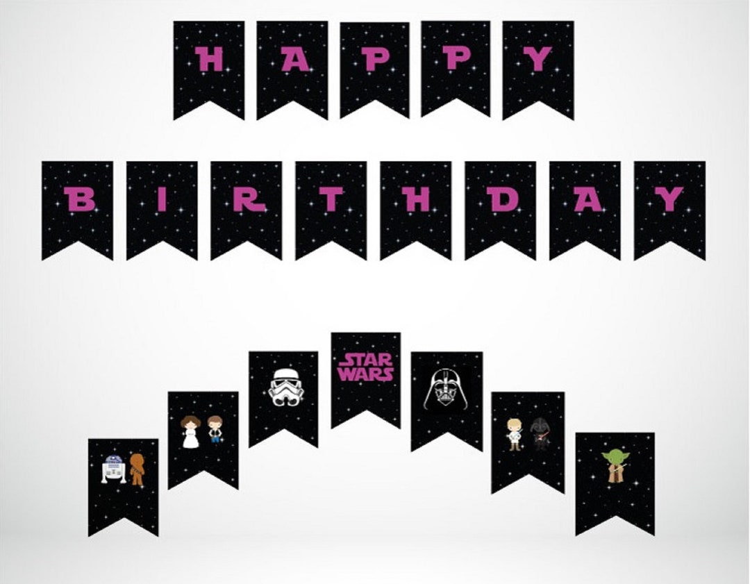 Star Wars Banner, Party Decoration, With ALL LETTERS, Instant Download ...