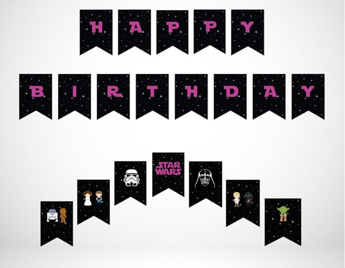 Star Wars Banner, Party Decoration, With ALL LETTERS, Instant Download ...