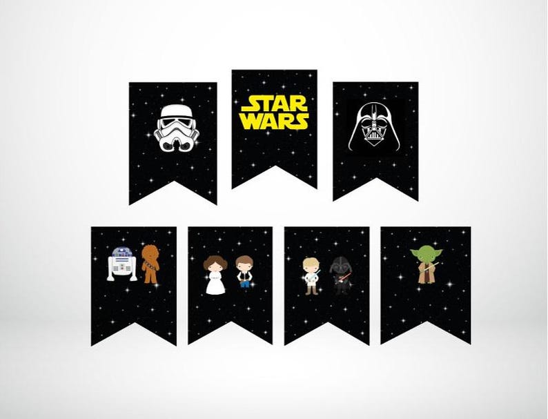 Star Wars Banner, Party Decoration, With ALL LETTERS, Instant Download ...