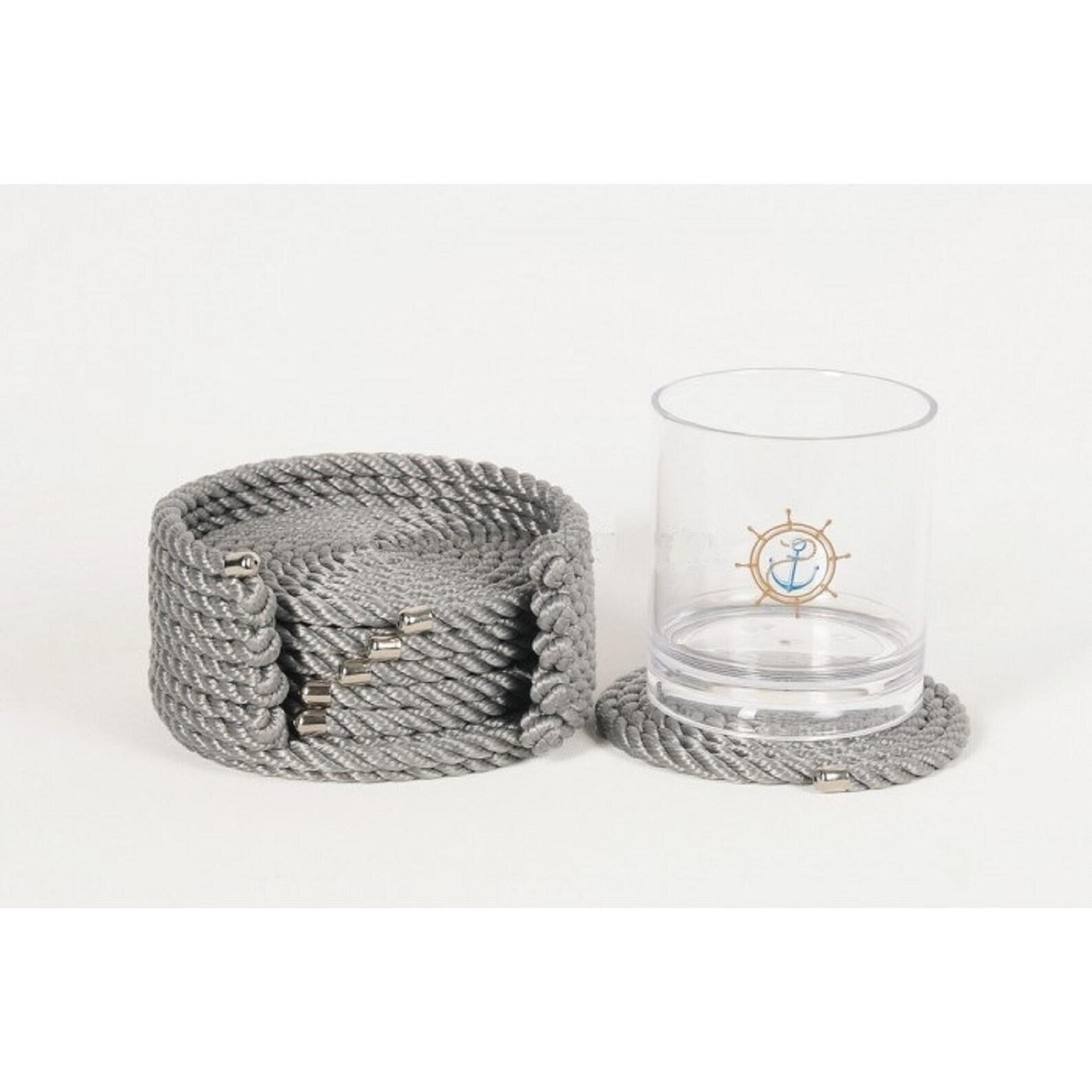Rope Coaster Set of 6 With It's Stand, Nautical Decor - Etsy