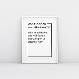 Confidence Print, Definition Print, Printable, Motivational Quote ...