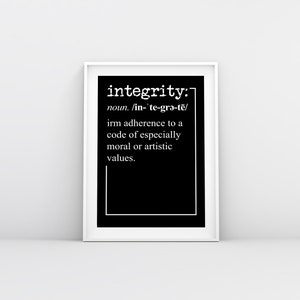 Integrity Print, Definition Print, Printable, Motivational Quote ...