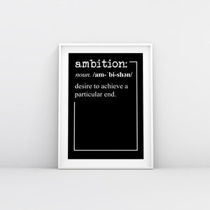Ambition Print, Definition Print, Printable, Motivational Quote ...
