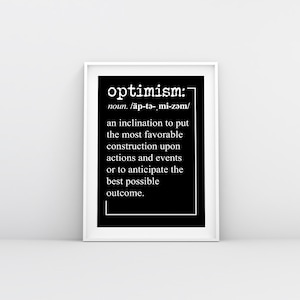 Optimism Print, Definition Print, Printable, Motivational Quote ...