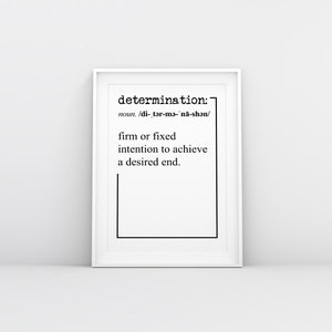 Determination Print, Definition Print, Printable, Motivational Quote ...