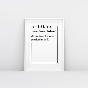 Ambition Print, Definition Print, Printable, Motivational Quote ...