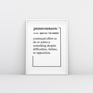 Perseverance Print, Definition Print, Printable, Motivational Quote ...