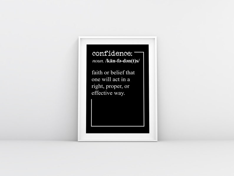 Confidence Print, Definition Print, Printable, Motivational Quote ...