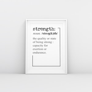 Strength Print, Definition Print, Printable, Motivational Quote ...