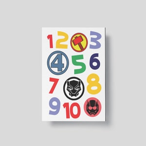 Superhero Numbers DIGITAL DOWNLOAD, Avengers, Thor, Fantastic Four ...