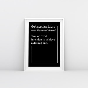 Determination Print, Definition Print, Printable, Motivational Quote ...