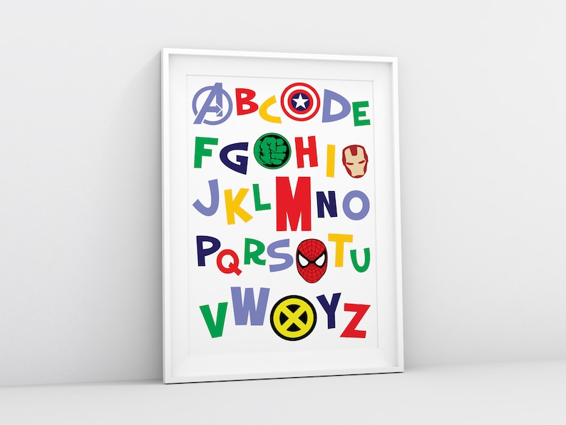 Superhero Alphabet & Numbers DIGITAL DOWNLOAD, Avengers, Captain ...