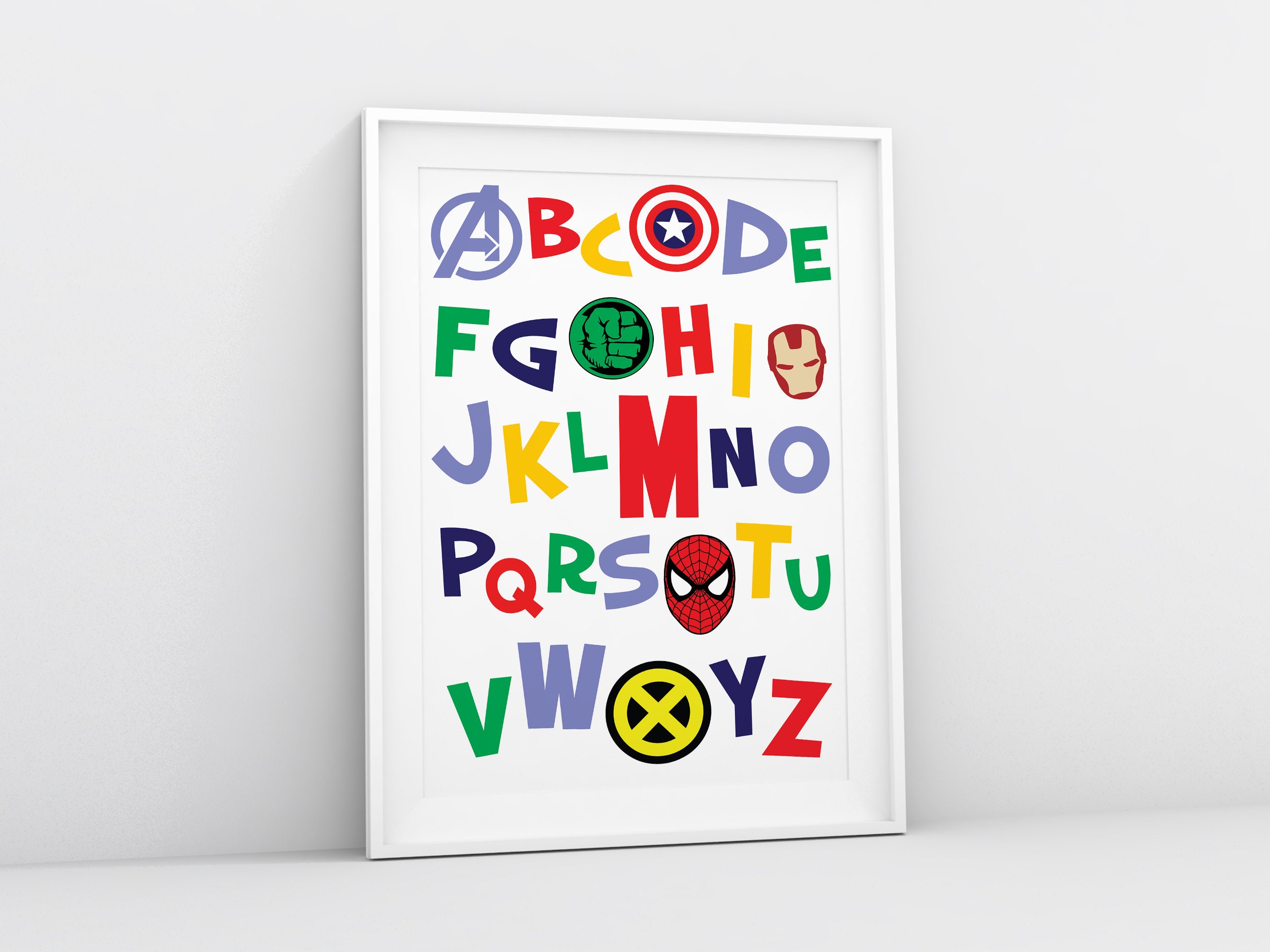 Superhero Alphabet & Numbers DIGITAL DOWNLOAD, Avengers, Captain ...