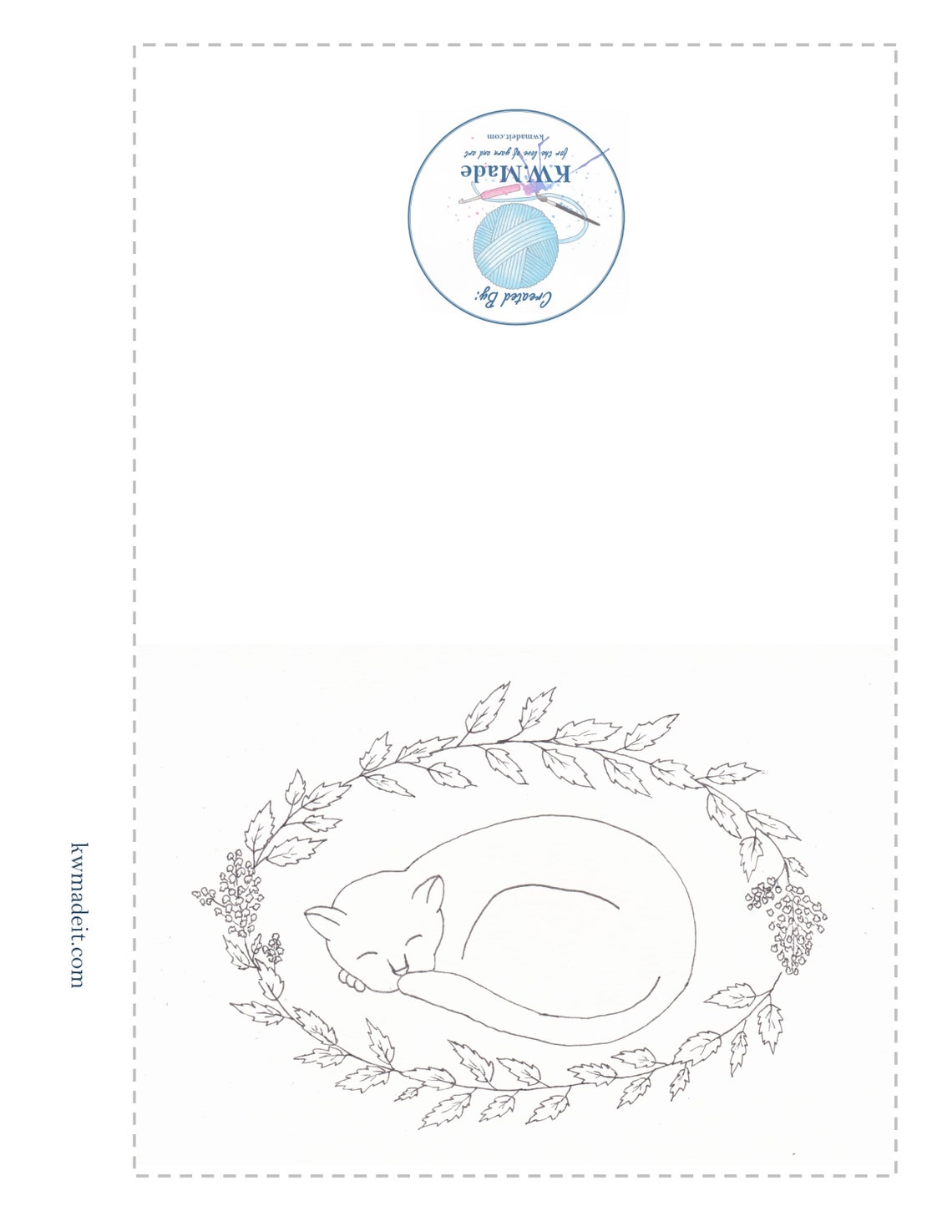 Printable Cat Card, Cat Nip Card, Color Me Cat Card, Color-in Cat Card ...