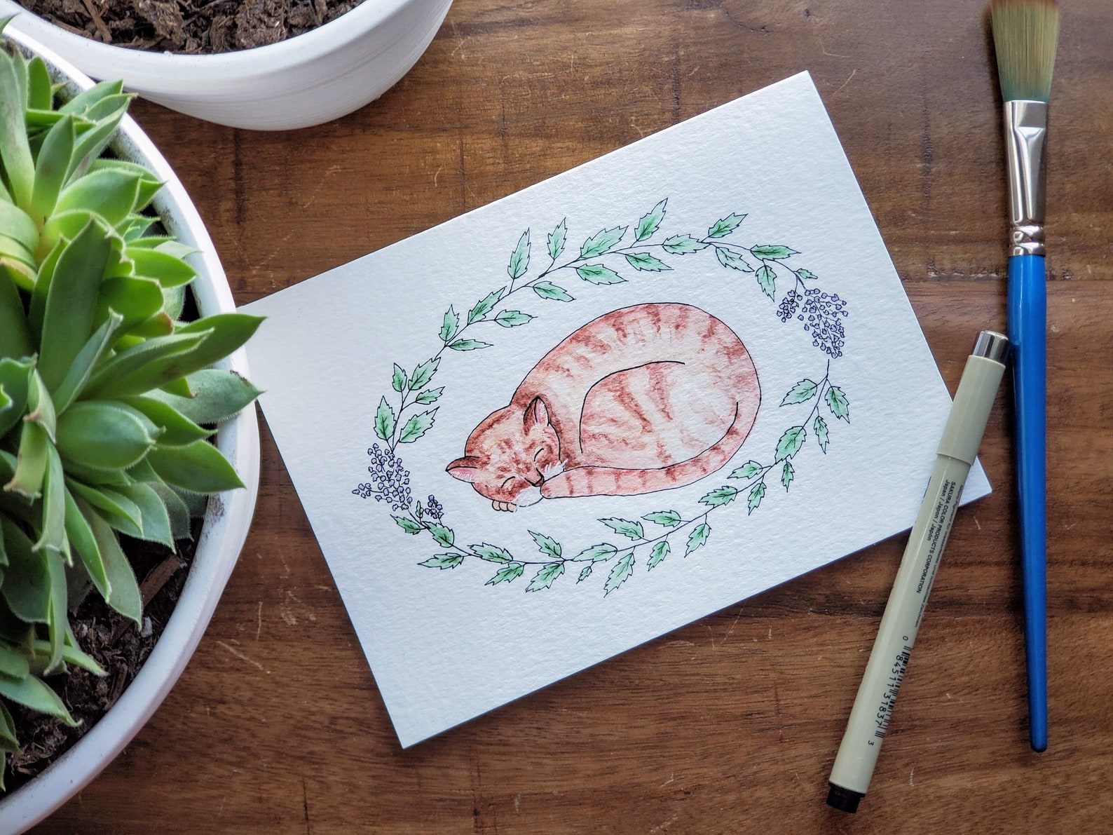 Printable Tabby Cat Card, Blank Card, Orange Cat Card, Cat Nip Card ...