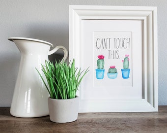 Can't Touch This Watercolor PNG Digital Download Cactus - Etsy