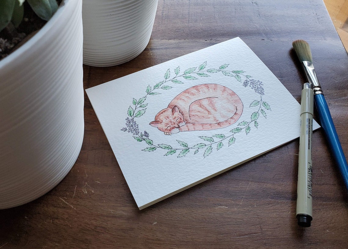 Printable Tabby Cat Card, Blank Card, Orange Cat Card, Cat Nip Card ...