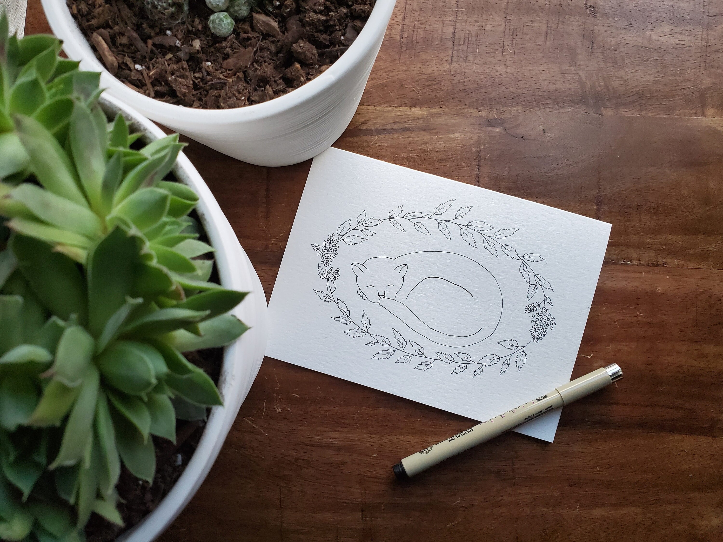 Printable Cat Card, Cat Nip Card, Color Me Cat Card, Color-in Cat Card ...