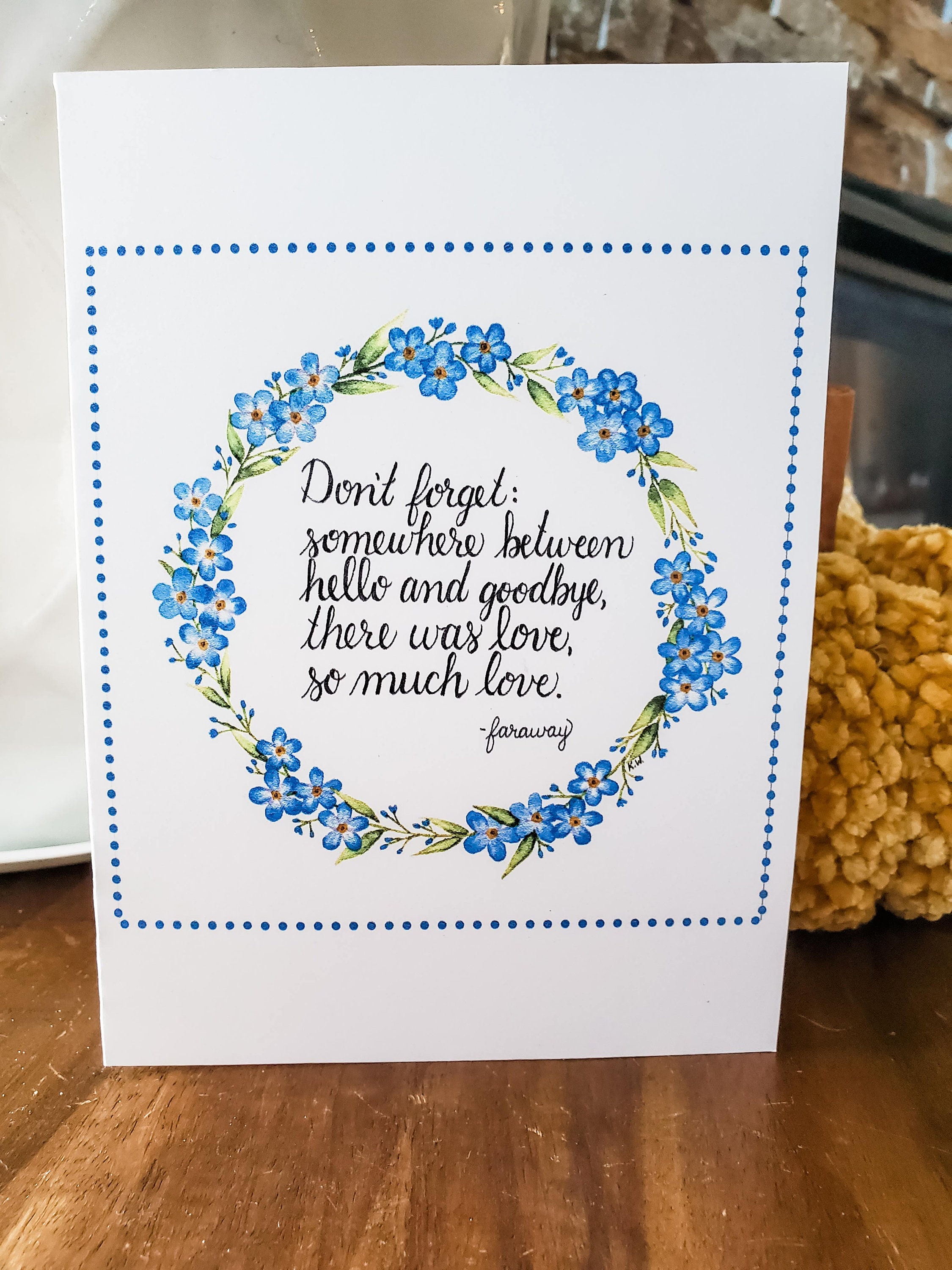 Printable Forget Me Not Greeting Card, Sympathy Card, 5x7 Card, Instant ...
