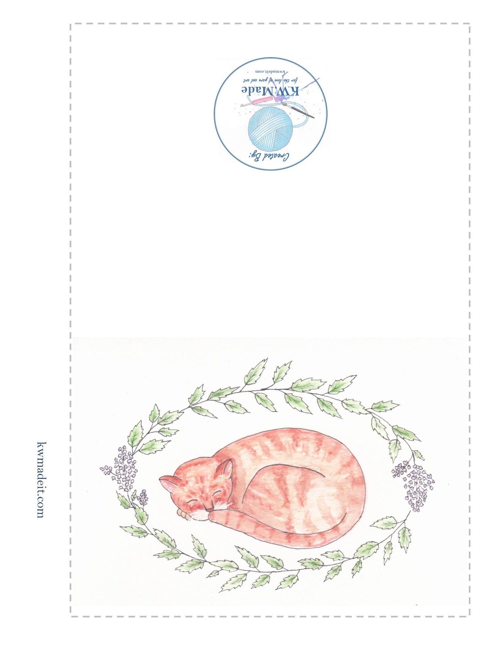 Printable Tabby Cat Card, Blank Card, Orange Cat Card, Cat Nip Card ...