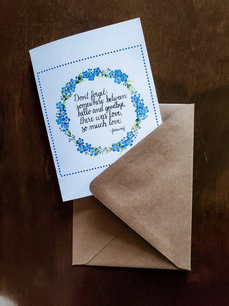 Printable Forget Me Not Greeting Card, Sympathy Card, 5x7 Card, Instant ...