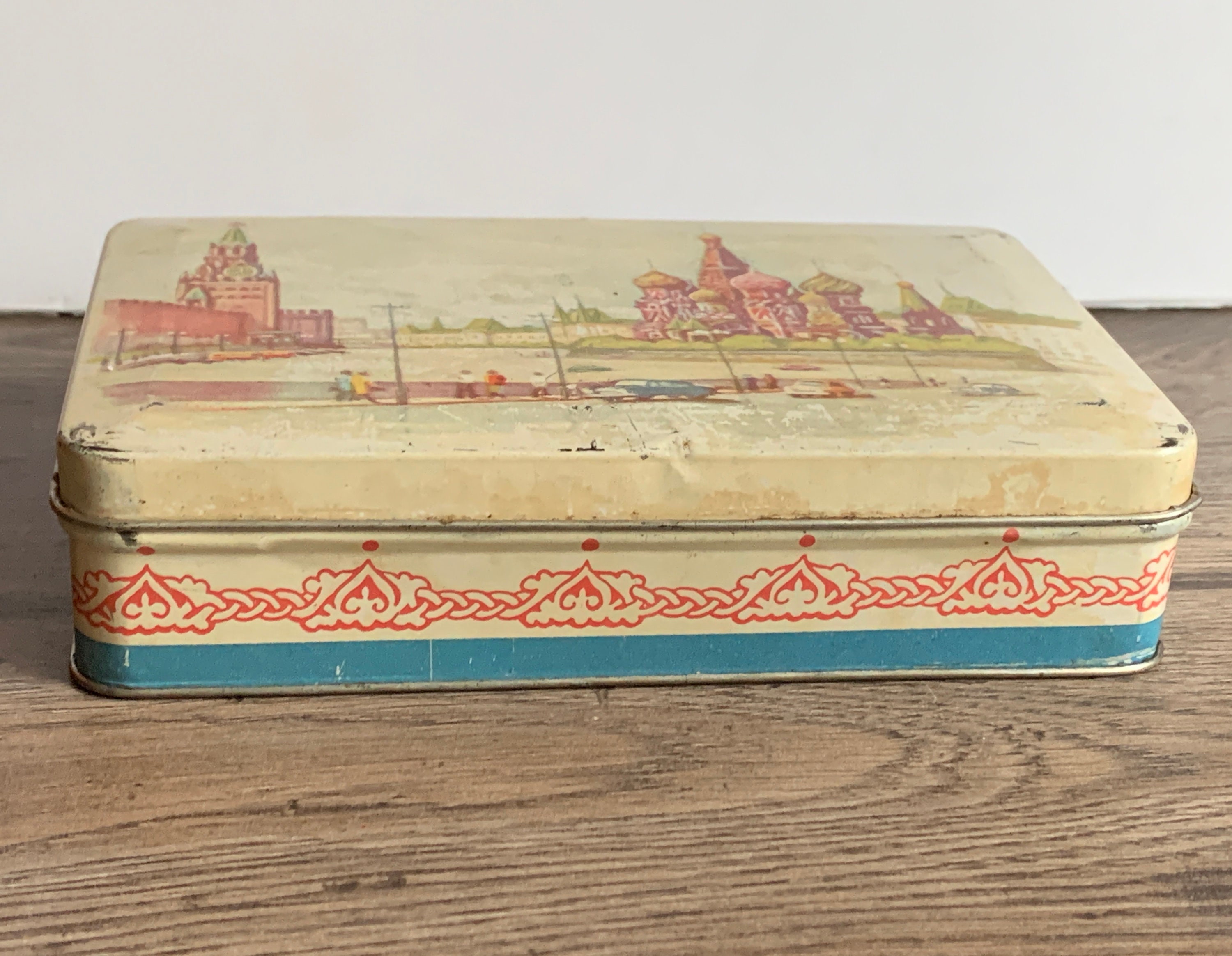 Vintage USSR Tin Box, Kremlin, St. Basil's Cathedral, Red Square ...