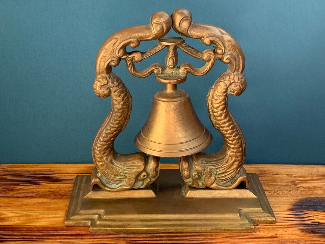 Vintage German Statue Bronze Bell, Antique German Bronze Figure, Marine ...