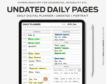 Digital Daily Planner for iPad Goodnotes Notability - Etsy