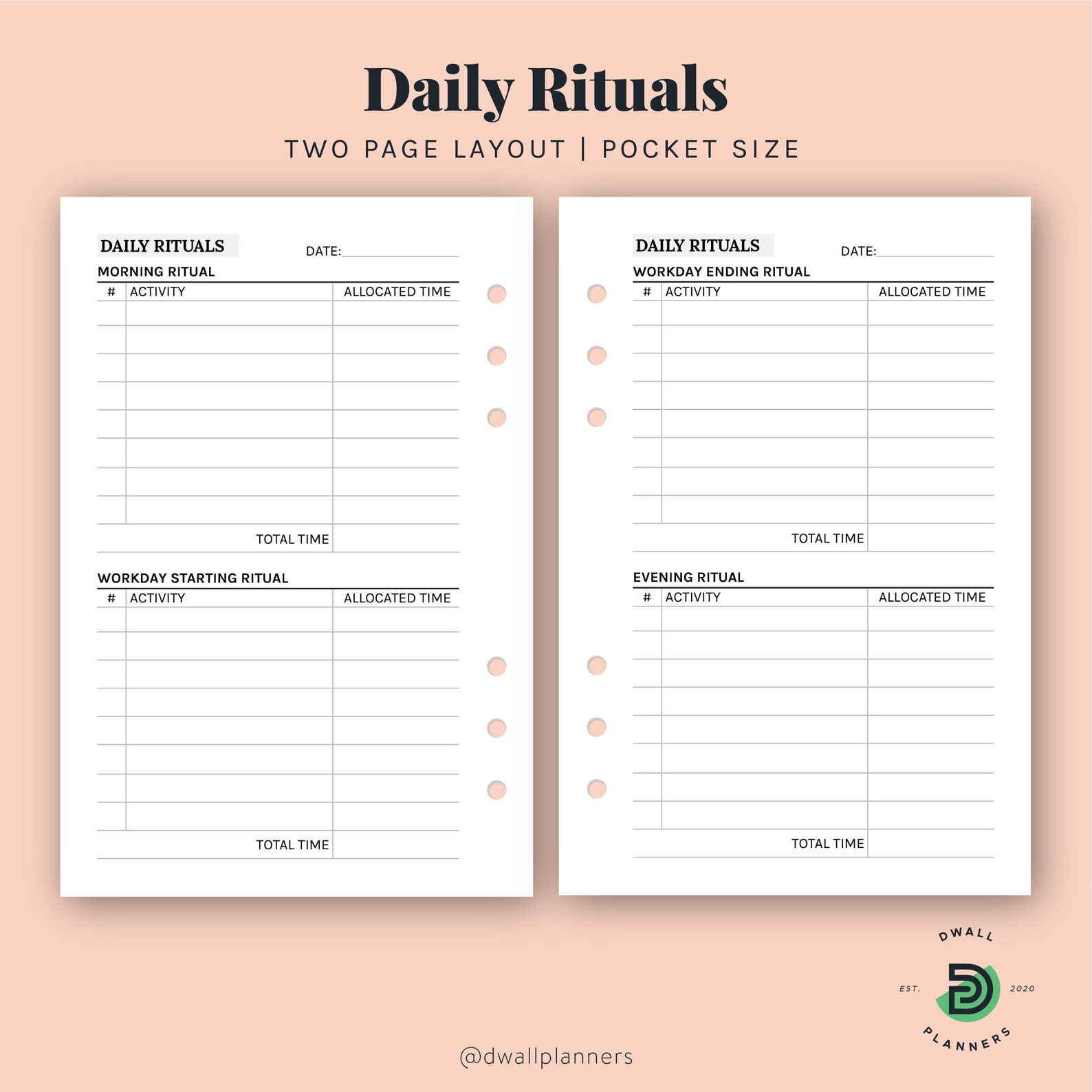 Daily Rituals Printable Planner Insert Pocket Day Planner | Etsy
