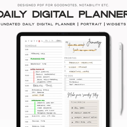 Minimalist Daily Digital Planner Daily Template for Ipad - Etsy